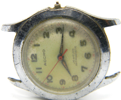 C291 mens Vintage Accro Military Field Infantry Manual Red Hand Watch ...