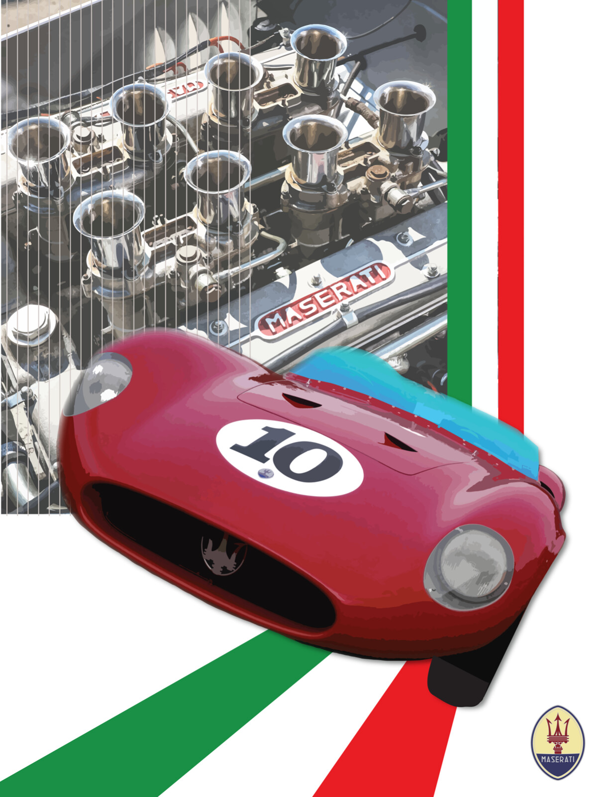 MASERATI VINTAGE STYLE RACING POSTER--VINTAGE STYLE-CARS-AUTOMOBILE | eBay