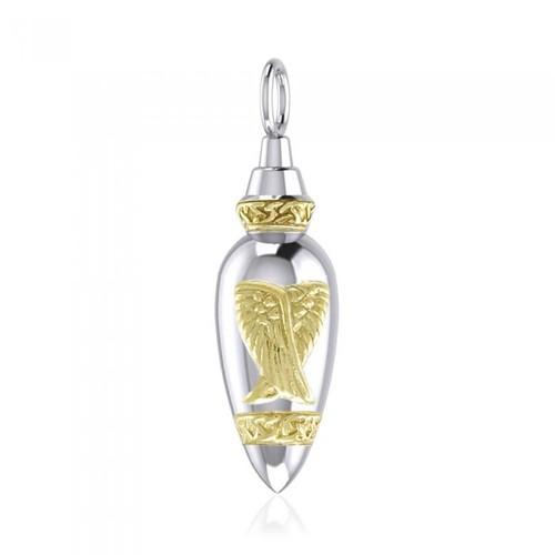 Angel Wing 925 Sterling Silver Vial Pendant Fine Jewelry Keepsake Gold ...