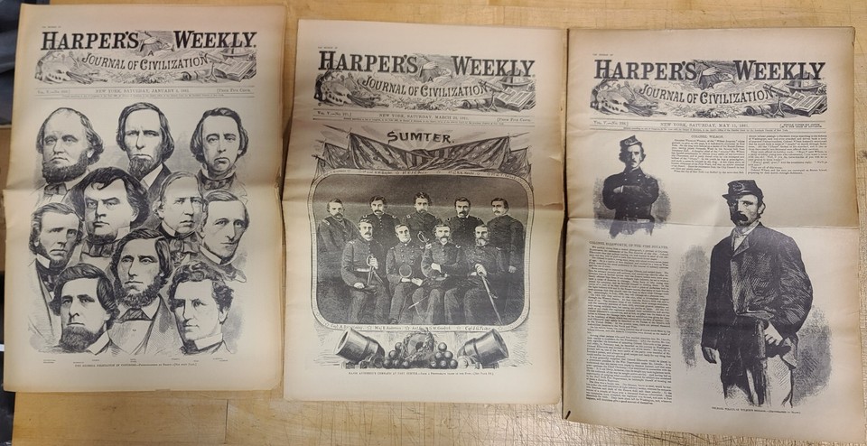 42 Civil War 1860 - 61 Harper's Weekly Newspaper Magazines Reissued ...
