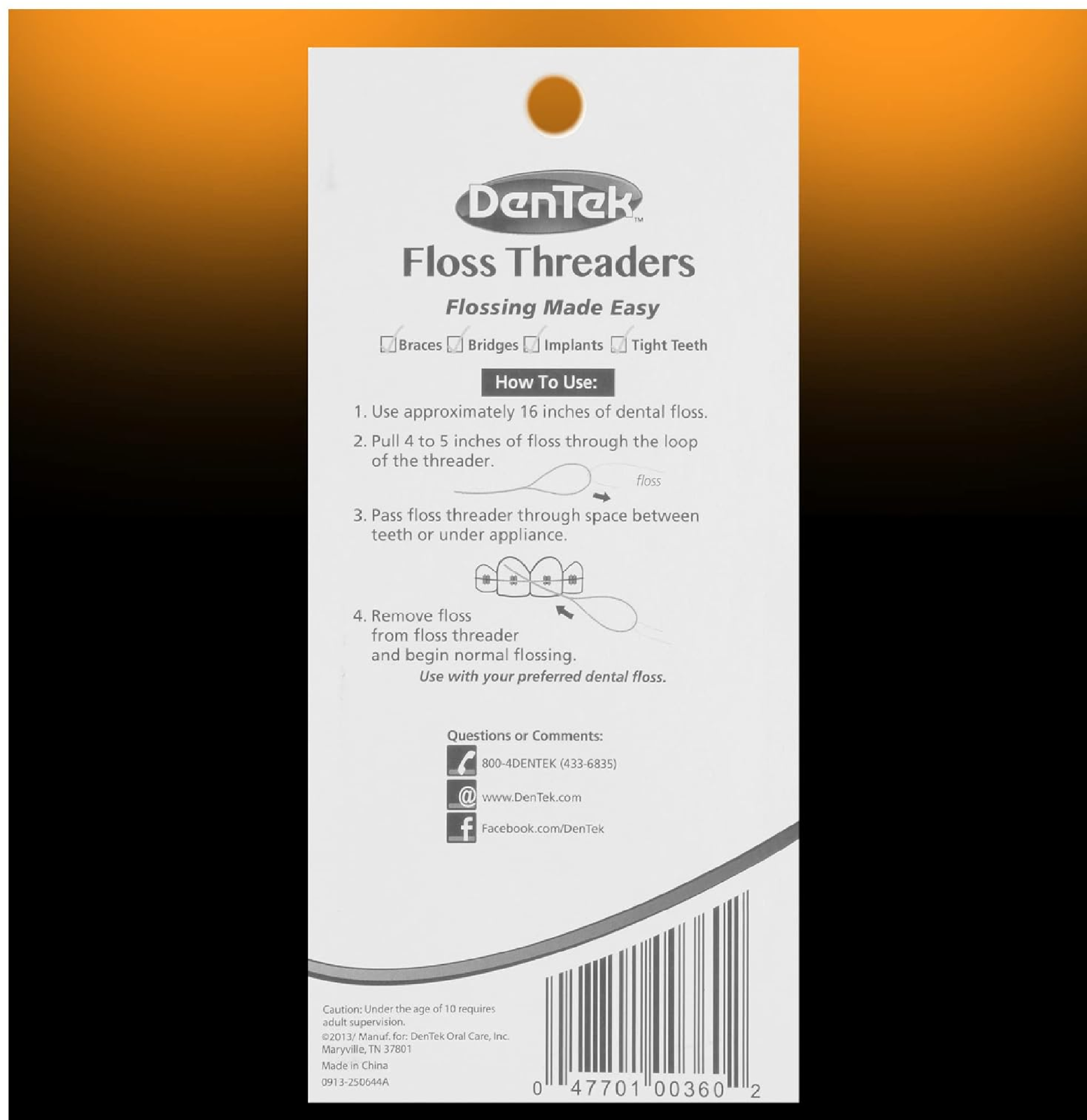 Dentek Floss Threaders | for Braces, Bridges, and Implants | 50 Count ...