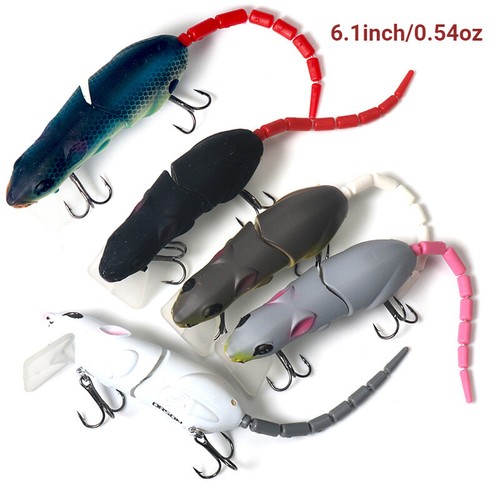 Multi Jointed Topwater Rat Mouse Fishing Lure Bass Lunker Lure Pike ...
