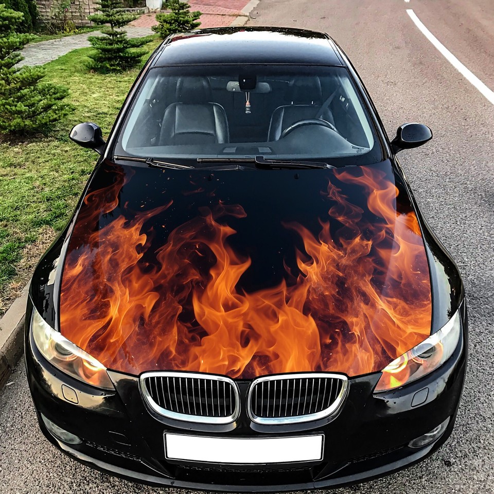 Fire Flames Car Hood Wrap Decal Vinyl Sticker Color Graphic ...