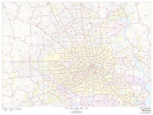Houston, Texas Zip Codes - 48" x 36" Paper Wall Map 697942002997| eBay