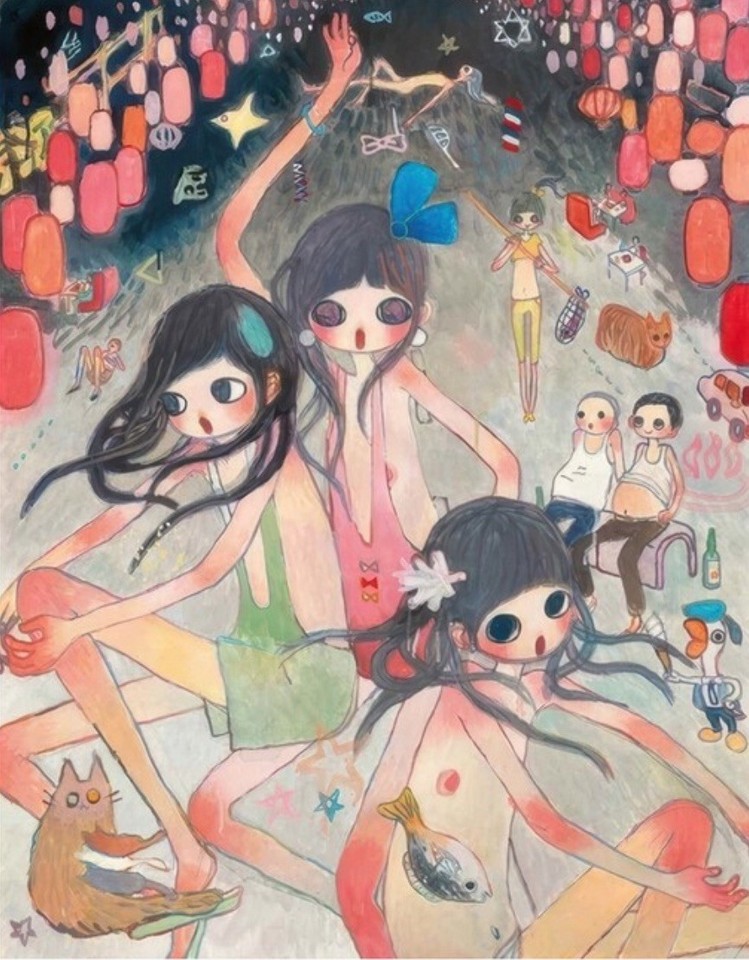 Aya Takano THE FISH IN BEIJING REALLY DELICIOUS GLUB GLUB, 2008 40x50cm ...
