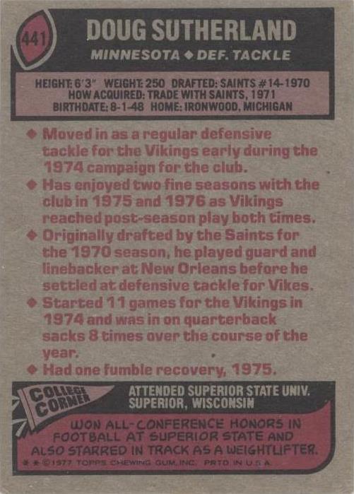Las mejores ofertas en 1977 Topps Doug Sutherland #441 | eBay