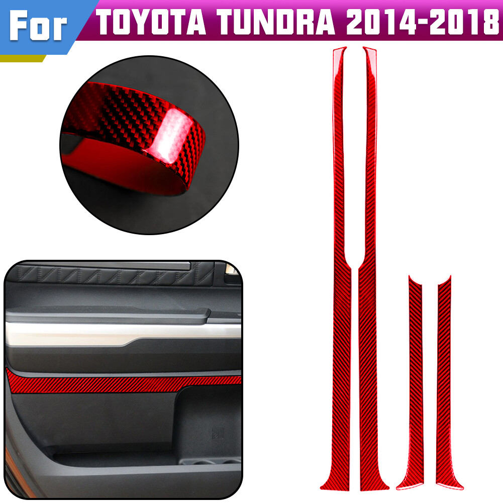 4PCS Car Door Panel Decals Carbon Fiber Stickers Trim For Toyota TUNDRA ...