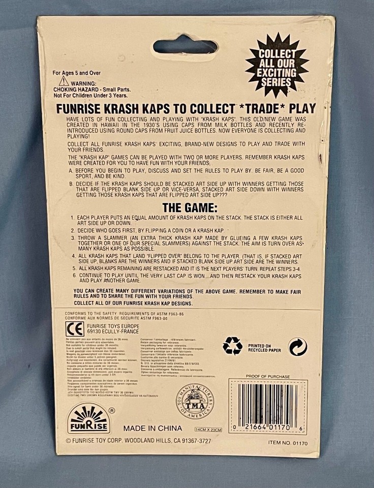 Vintage Funrise Krash Kaps Pogs Collect Trade Play Set of 8 Hang Series ...