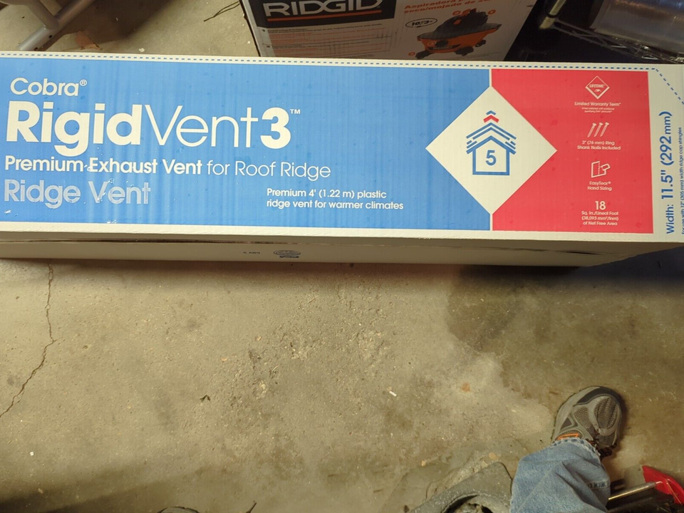 GAF Cobra Rigid Vent 3 - Roof Ridge Premium Exhaust Vent in Black Case ...