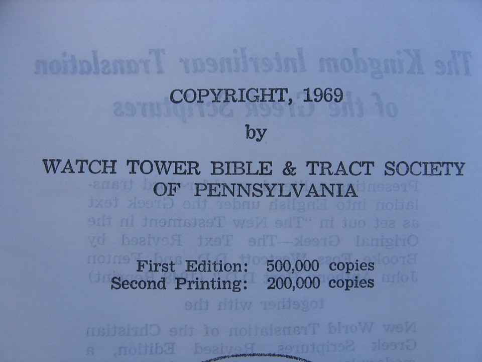 1969 THE KINGDOM INTERLINEAR TRANSLATION OF THE GREEK SCRIPTURES ...