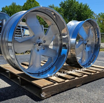 24" Inch Brushed w/Chrome Lip 20-30" Forgiato Certo 5x120.65 Wheels | 9 ...