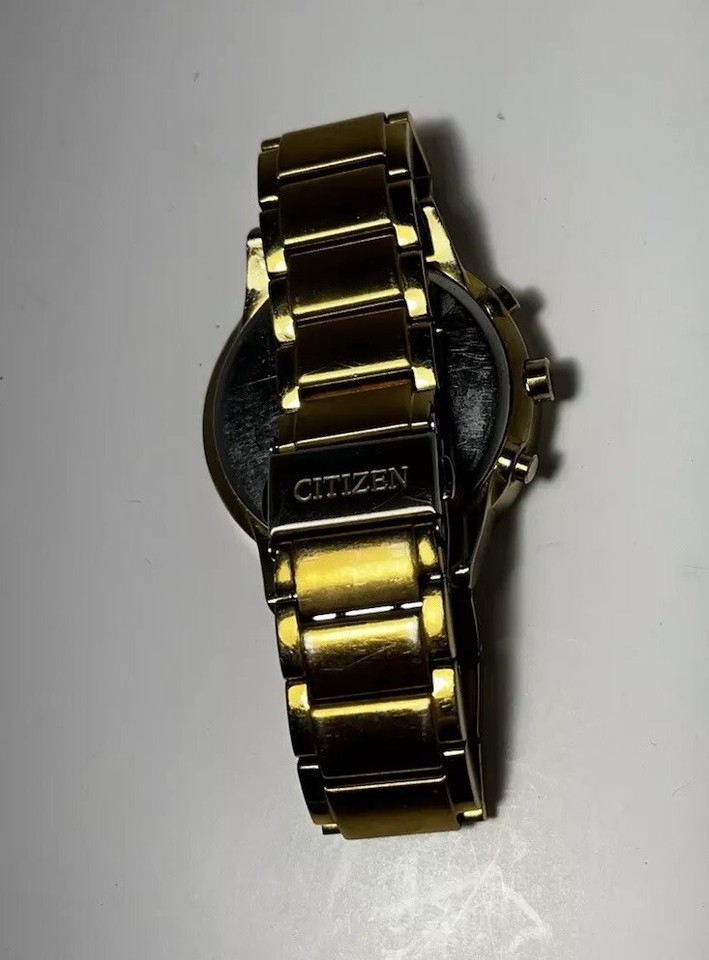 Citizen AT2242-55E Axiom Eco-Drive Gold-Tone Black Chronograph Dial ...