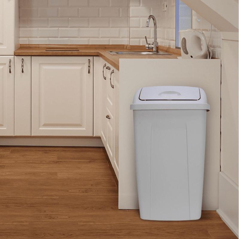 13 Gallon Swing Top Trash Can Clean Durable Plastic Wastebasket Indoor ...
