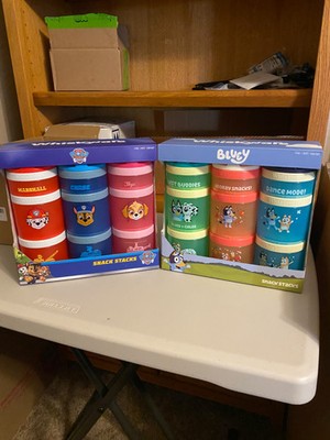 TWO New BLUEY and Paw Patrol Combo Snack Stacking Container Cups Multi ...