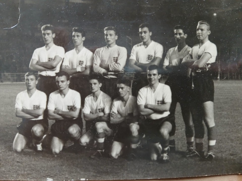 England v Spain, youth football, Madrid 1958, players itinerary Bobby ...