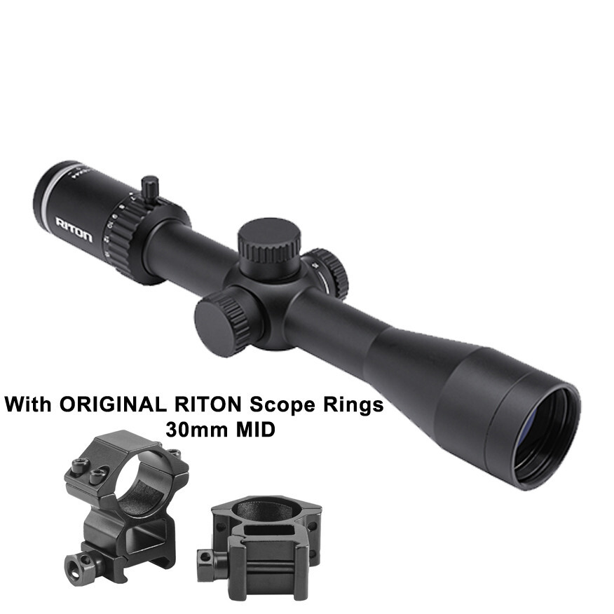 Riton Optics X3 Primal 3-15x44 PDTR Reticle SFP MOA Scope + 30mm MID ...