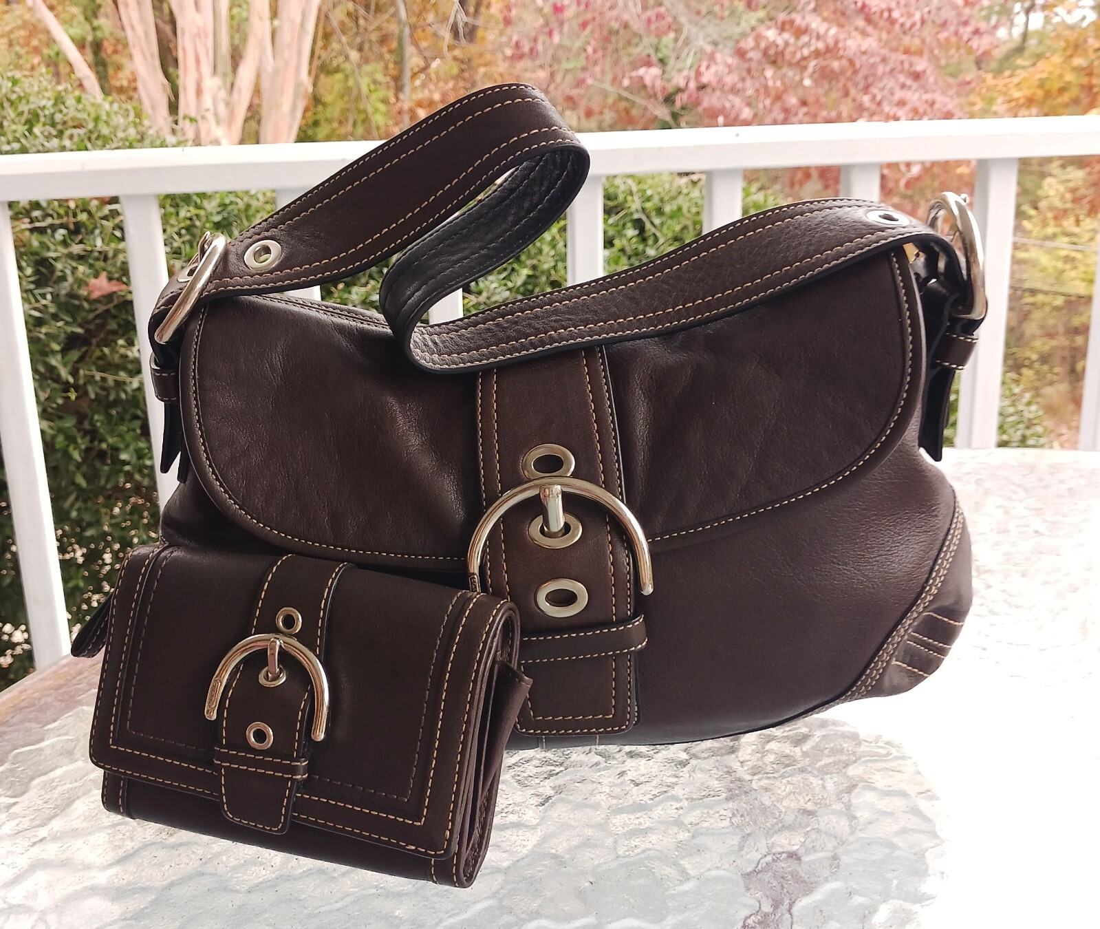 Coach F10192 Vintage MEDIUM Soho Y2K Chocolate Leather Bag w/Matching ...