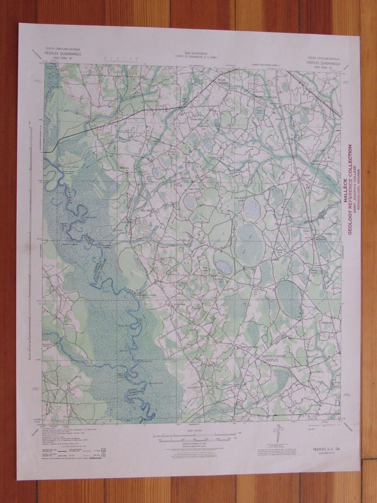 Peeples South Carolina 1943 Original Vintage USGS Topo Map | eBay