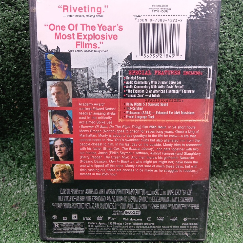 25th Hour [ DVD] Edward Norton, Like New - Case + Art - Free Fast Ship ...