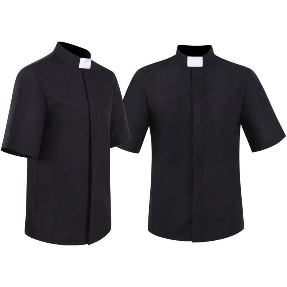 Men Clergy Shirt Preacher Minister Clerical Priest Shirt Short Sleeve ...