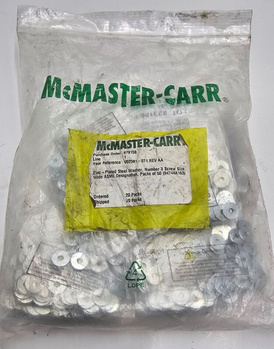 QTY 100 McMaster-Carr Zinc-Plated Steel Washer #4 Size Wide ASME ...