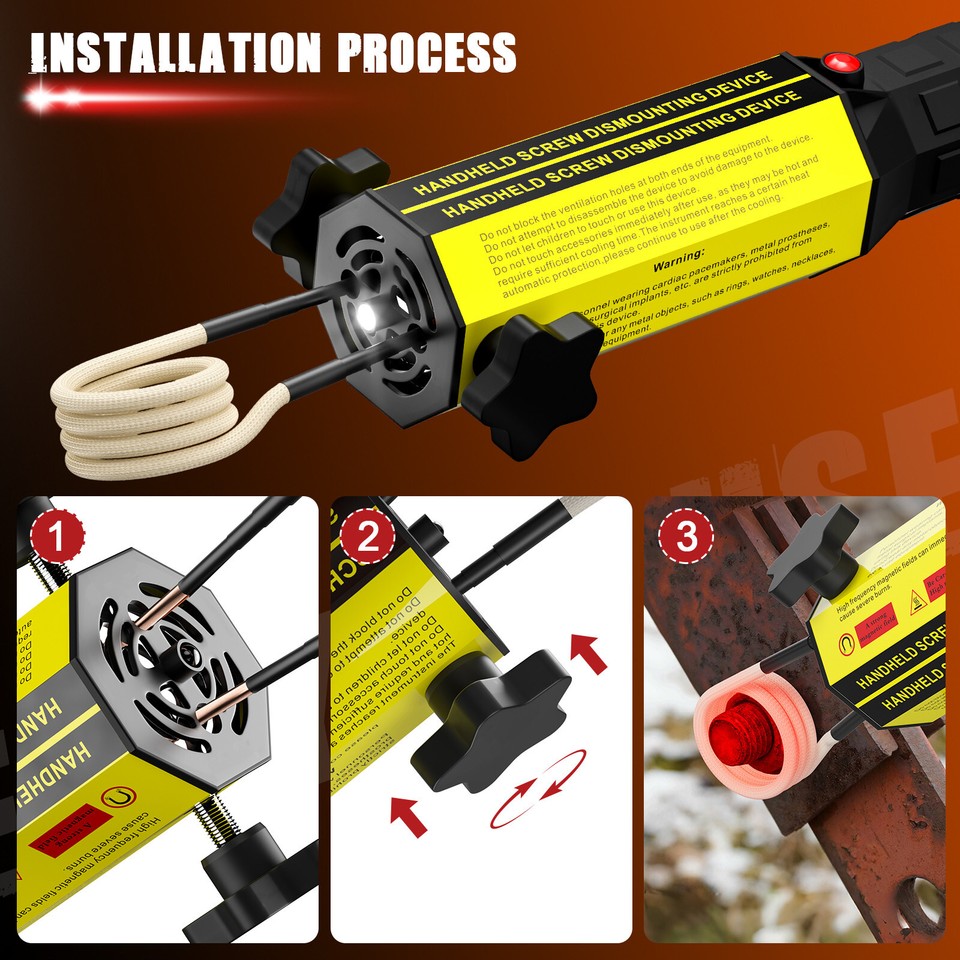 1100W Magnetic Induction Heater Kit for Automotive Portable Rusty Bolt ...