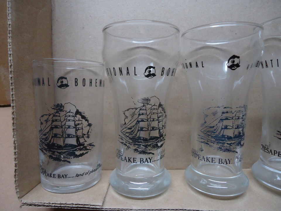 National Bohemian Beer set of 5 glasses Clipper Ship from Chesapeake ...