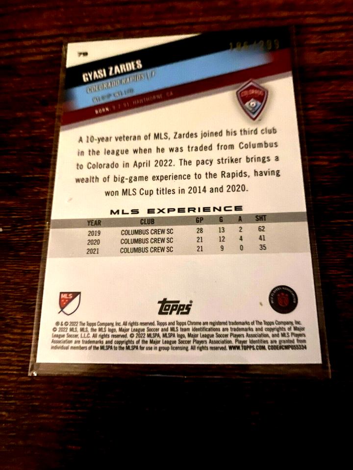 Gyasi Zardes 2022 Topps MLS Soccer SIGNED Green Lava Card Colorado 186/ ...