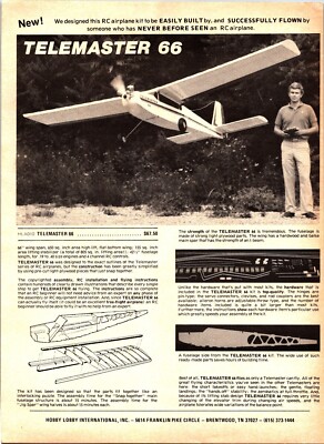 Telemaster 66 RC Airplane Kit Vintage Print Ad Wall Art Decor | eBay