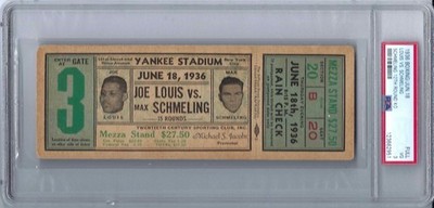 1936 Joe Louis Vs Max Schmeling Fight Full Ticket Yankee Stadium PSA | eBay