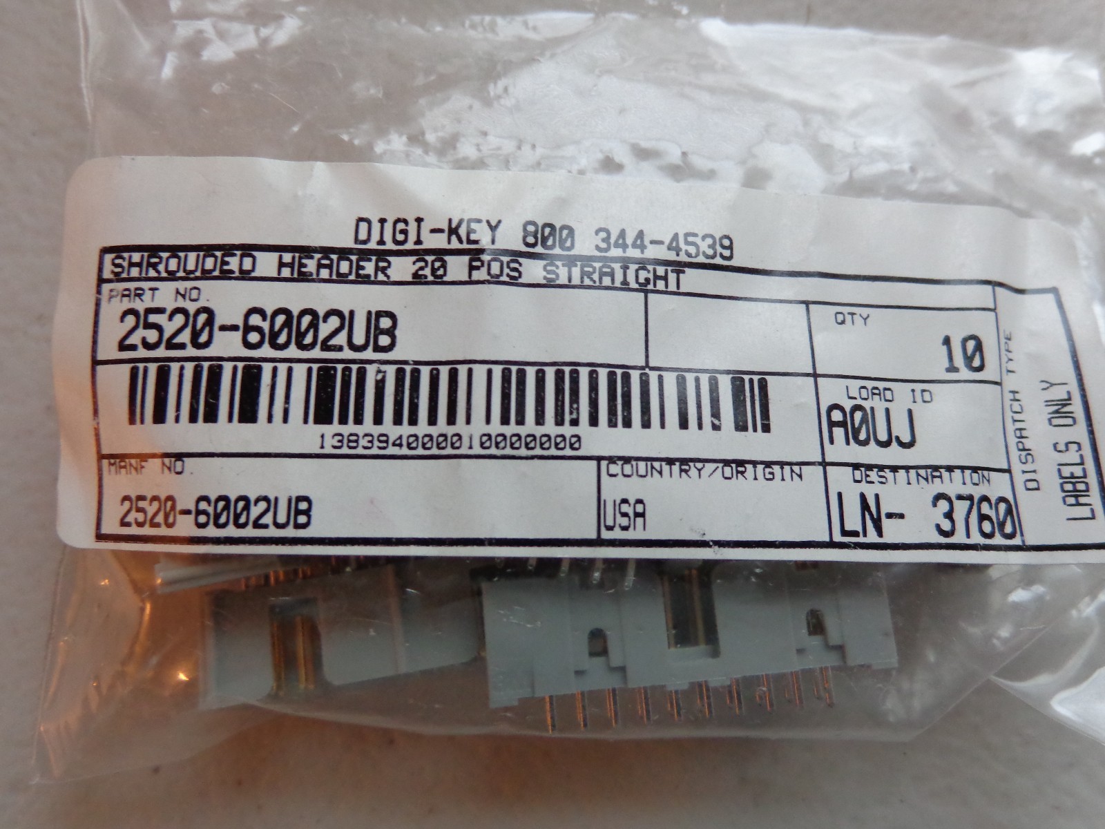 3M 2520-6002UB 20 Position Header Connector (2.54MM) 10Pcs. | eBay