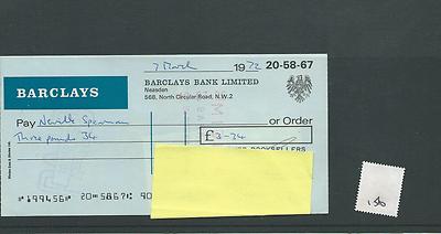 CHEQUE - CH156 - USED -1970's - BARCLAYS BANK, NEASDEN. LONDON NW2 ...