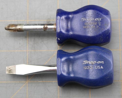 Snap On Tools ORIGINAL Stubby Screwdriver Set SDD1 SDDP22 BLUE Handle ...