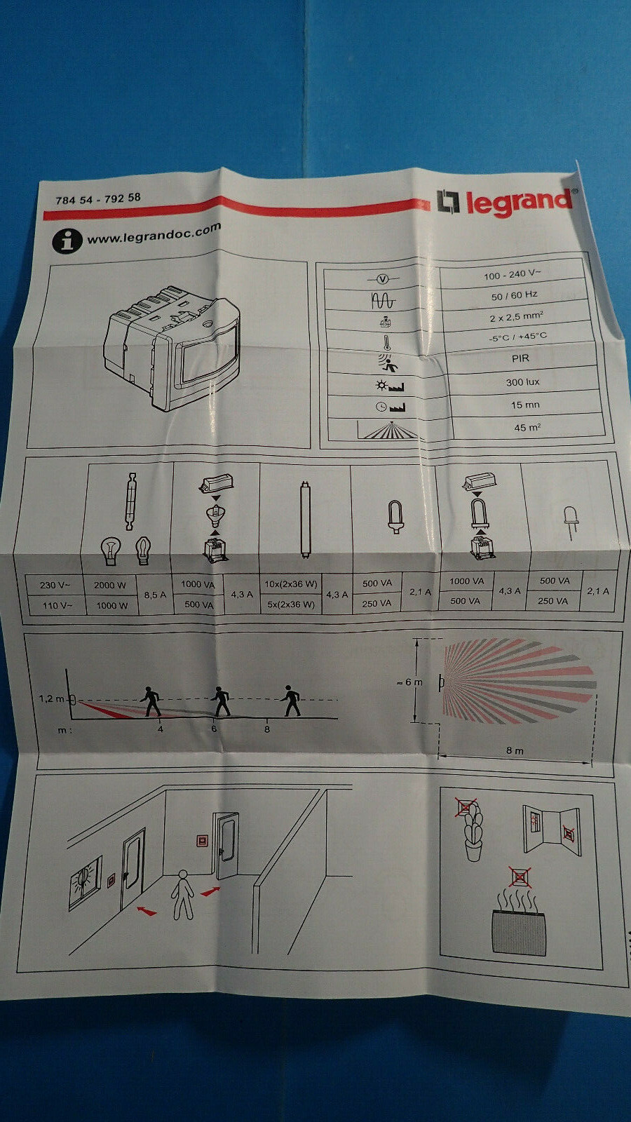 Interrupteur automatique 78454 ou 784 54 - Detecteur LEGRAND MOSAIC 3 ...