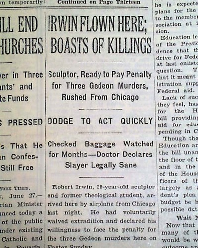 ROBERT GEORGE IRWIN Sculptor Veronica Gedeon MURDERS Arrested 1937 ...