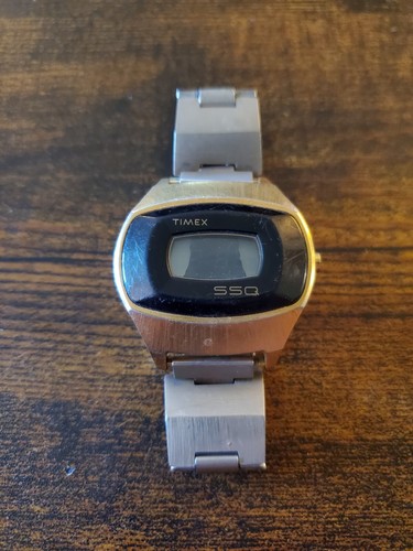 Vintage 1975 Timex SSQ Digital Sports Gold Tone Mens Watch Straps Parts ...