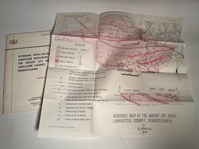 Vntg Geologic Map Mount Joy Lancaster PA Book Limestone Pennsylvania ...