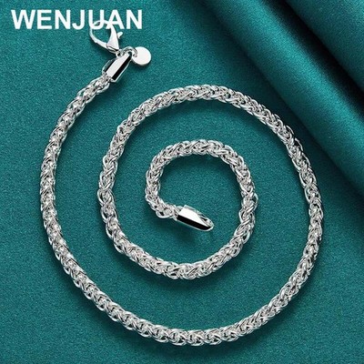 925 Sterling Silver Twist Circles Chain Necklace Men Fashion Party ...