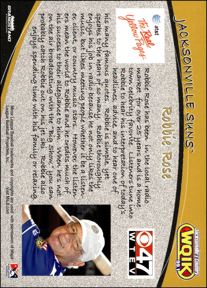 2012 Grandstand #NNO Robbie Rose Jacksonville Suns | eBay