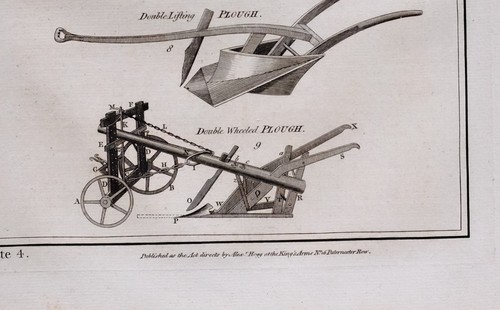 1788 Original Imprimé Agriculture Husbandry Double Roues Plough Bee ...