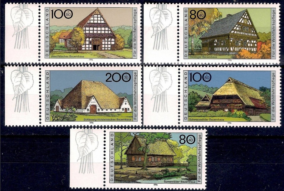 Germany 1996 Houses Farmhouse Buildings Architecture Farming 5v set MNH ...