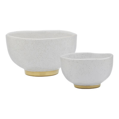 NEW Ecology Speckle Footed Bowl Set Milk/Gold 2pce | eBay Australia