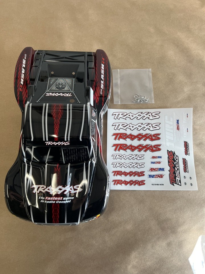 New Traxxas Slash 4x4 1/16 Black Body Decals Clips | eBay