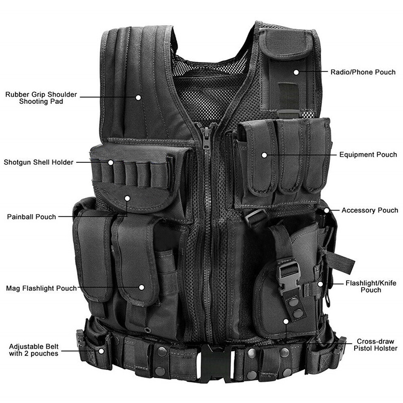 Military Tactical Vest Molle Adjustable Army Assault Combat Plate ...