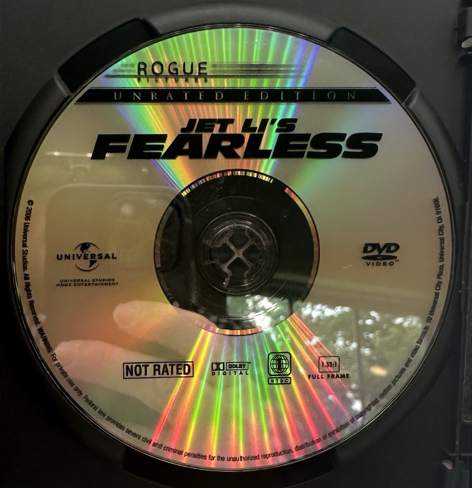 Fearless DVD Unrated Full Screen Edition Sun Li Nakamura Shidou Dong ...