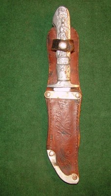Vintage GREEK Hunting or 9" Fighting Knife with Etched Blade & Aluminum ...