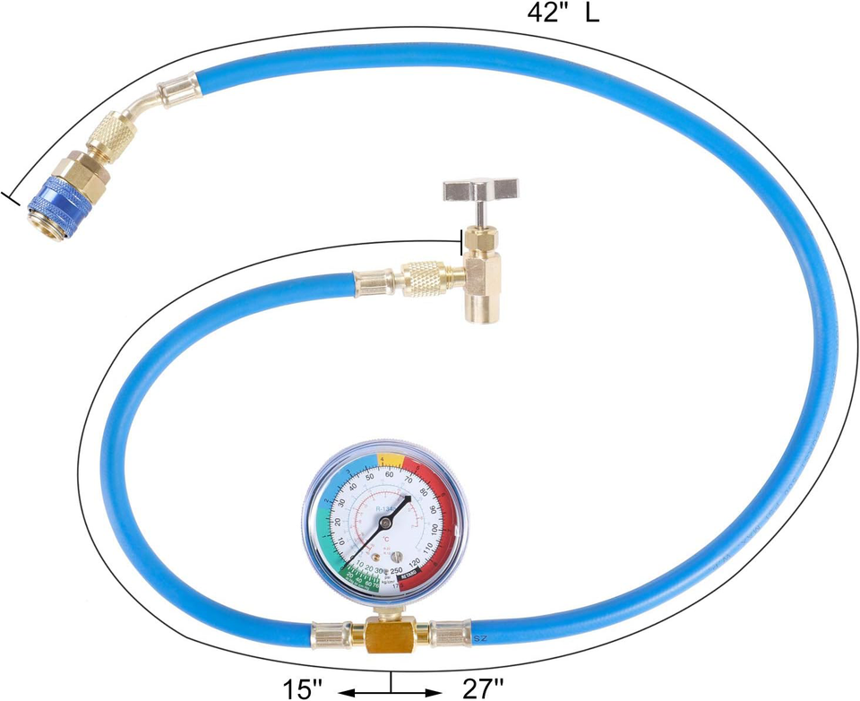 AC Charge Hose with Gauge for R134A, Car HVAC Refrigerant Recharge Kit ...