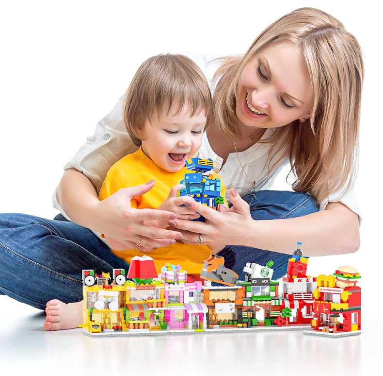 Mini Street Stores Food Truck Building Blocks Set Toys Kids Bricks ...