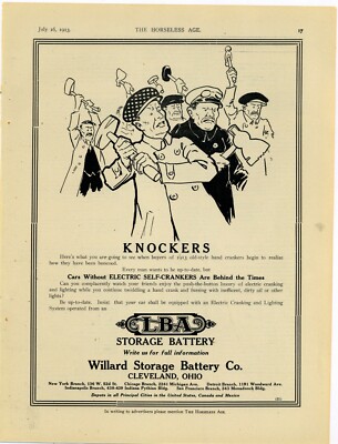 1913 Willard Storage Battery Co. Ad: ELBA Storage Batteries for Cars ...