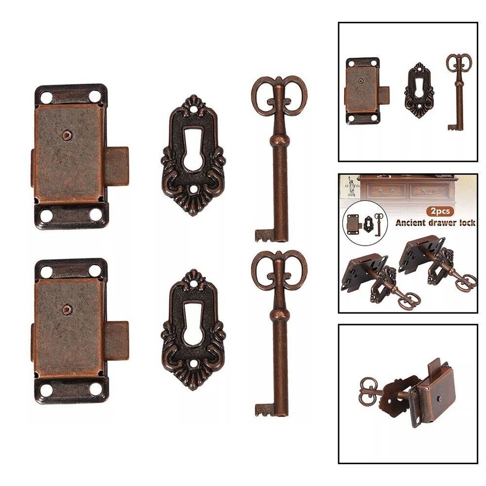 For Cabinet Doors Antique Bronze Lock Set Curio Cabinet Lock Easy ...